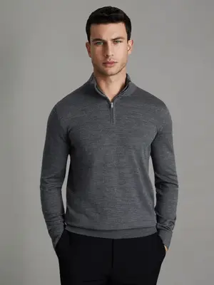 REISS 2 Pack Of Merino Wool Zip-neck Jumpers
