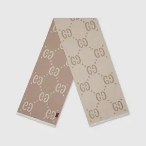 Gucci Gg Jacquard Wool Silk Scarf - White