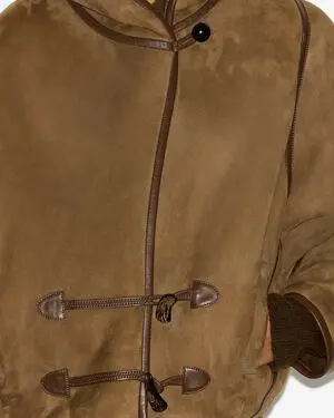 Isabel Marant Étoile Amiel Shearling Hooded Coat Bronze