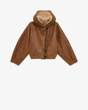 Isabel Marant Étoile Amiel Shearling Hooded Coat - Cognac