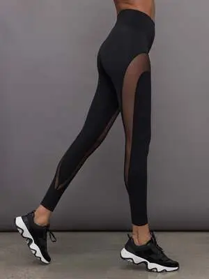 Carbon38 Sheer Spliced Legging In Melt - Black