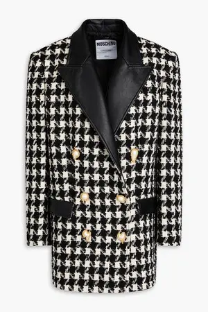Moschino Double-breasted Houndstooth Wool-blend Blazer