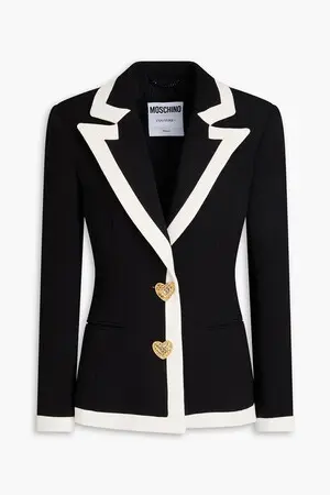 Moschino Two-tone Hammered Crepe Blazer - Black