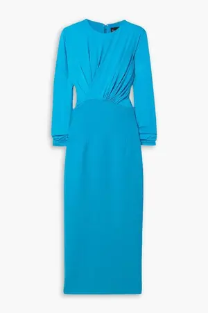 SERGIO HUDSON Gathered Stretch-bamboo And Wool-jersey Midi Dress