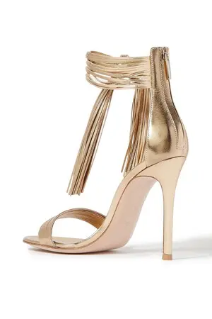 GIANVITO ROSSI Metallic Leather Fringed Sandals