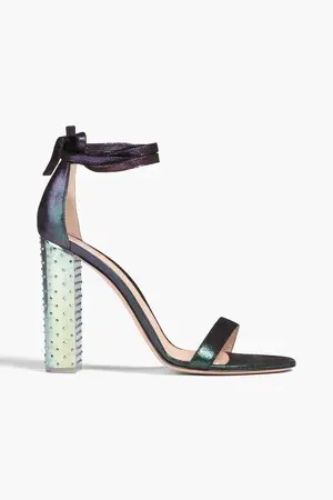 GIANVITO ROSSI Embellished Iridescent Leather Sandals