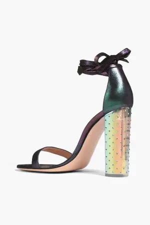 GIANVITO ROSSI Embellished Iridescent Leather Sandals