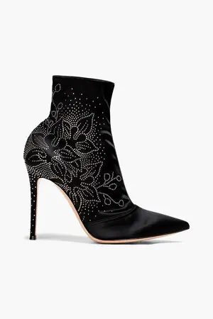GIANVITO ROSSI Embellished Stretch-satin Sock Boots