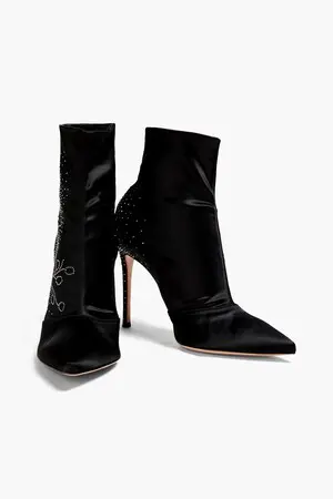 GIANVITO ROSSI Embellished Stretch-satin Sock Boots