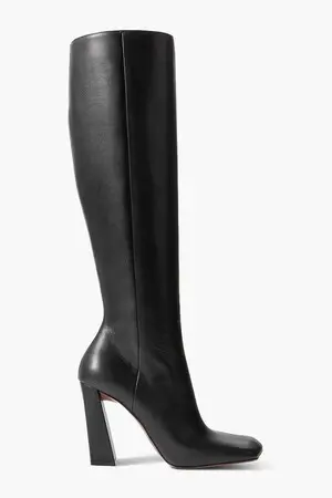 Amina Muaddi Marine Leather Knee Boots - Black
