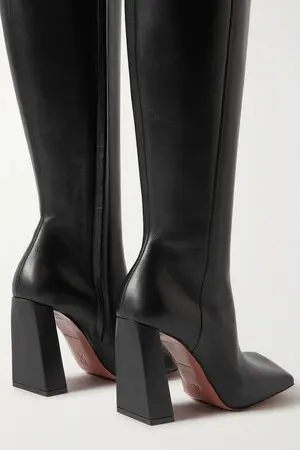 Amina Muaddi Marine Leather Knee Boots - Black