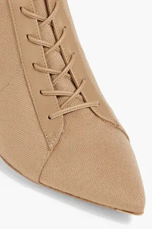 GIANVITO ROSSI Lace-up Leather-trimmed Twill Knee Boots