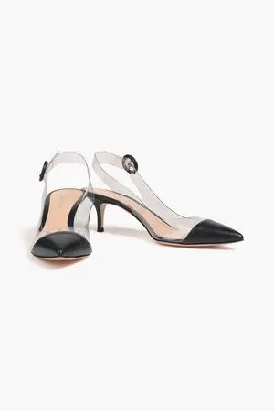 GIANVITO ROSSI Alice Leather And Pvc Slingback Pumps - Midnight Blue