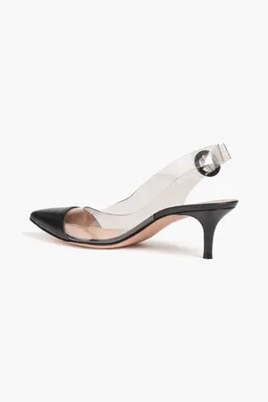 GIANVITO ROSSI Alice Leather And Pvc Slingback Pumps - Midnight Blue
