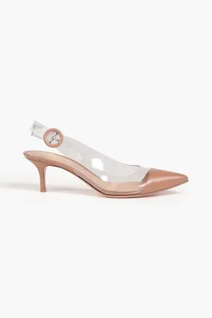GIANVITO ROSSI Gianvito Rossi Alice Leather And PVC Slingback Pumps - Neutral