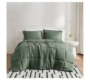 TRULY SOFT Garment Wash Solid Full/queen 3-piec E Comforter Set