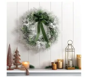 PULEO INTERNATIONAL 24 In. Flocked Christmas Wreath - One-color