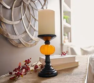 VALERIE PARR HILL 9.5' Illuminated Pumpkin Pedestal Candle Holder Valerie - One-color
