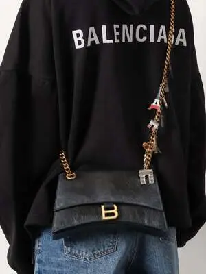 Balenciaga Leather Shoulder Bag With Metal Logo