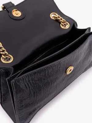 Balenciaga Leather Shoulder Bag With Metal Logo