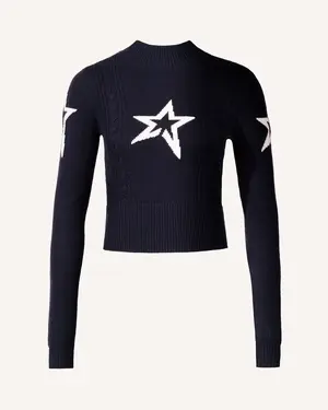 Perfect Moment Cable Merino Wool Sweater - Navy