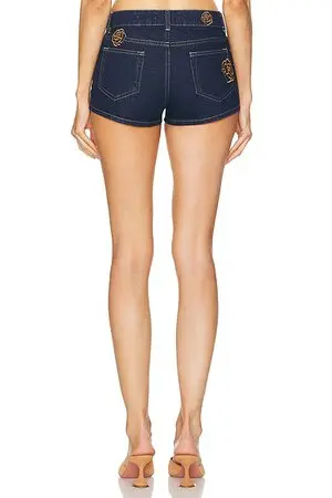 SIEDRES Embroidered Denim Mini Shorts