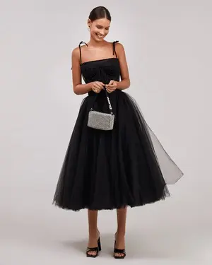 MILLA Tie-strap A-line Midi Dress