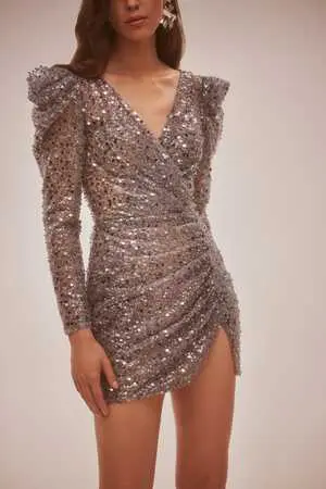 MILLA Metallic Sequin Embellished Mini Dress