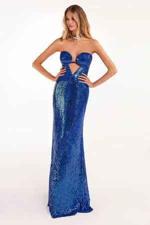 MILLA Sequin Mermaid Maxi Dress - Electric Blue