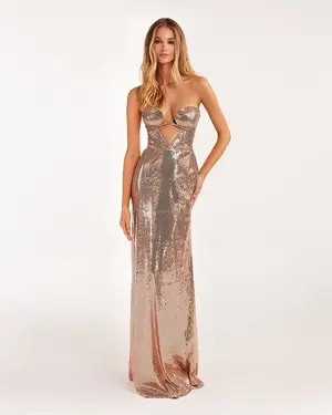 MILLA Sequined Lace Maxi - Gold