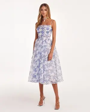 MILLA Spaghetti Strap Floral Print Midi Dress