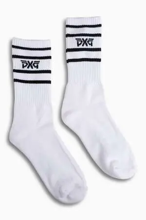 PXG Stripe Crew Socks - White