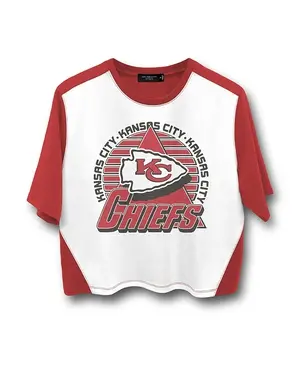 Junk Food Clothing Nfl Kansas City Chiefs Color Block Crop Tee - White/licorice