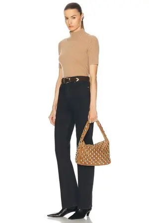 Khaite Elena Studded Shoulder Bag - Mud & Silver