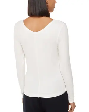 Whistles Essentials Ribbed V-neck Top - Ivory