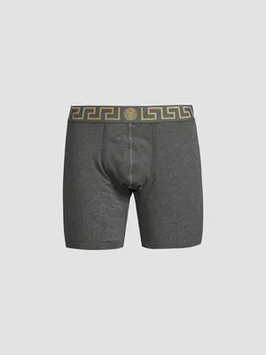 Versace Greca Waistband Jersey Trunks - Grey Gold