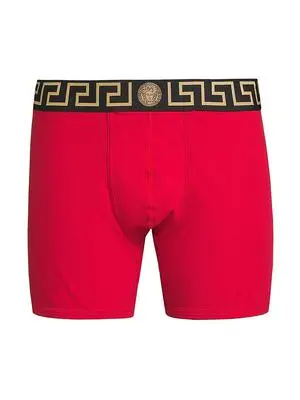 Versace Greca Waistband Jersey Trunks Lipstick Red