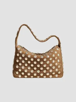 Khaite Elena Studded Suede Shoulder Bag
