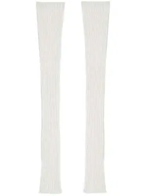 Cashmere In Love Ribbed Knit Arm Warmers - White