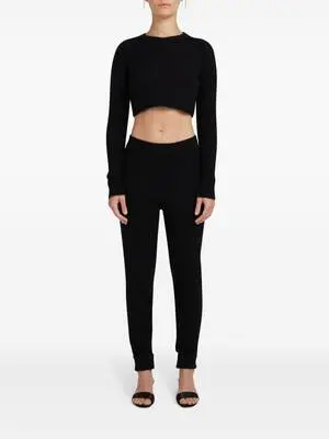 Cashmere In Love Luz Ribbed Wool-cashmere Track Pants - Black