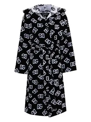Dolce & Gabbana Jacquard Terry Bath Robe - Black