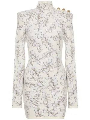 Balmain Jacquard-knit Mini Dress