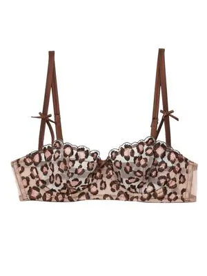 Fleur Du Mal Leopard-embroidered Balconette Bra - Brown