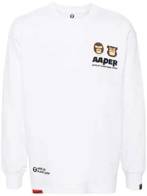 AAPE BY *A BATHING APE® Moonface Patch Long-sleeve Tee - White