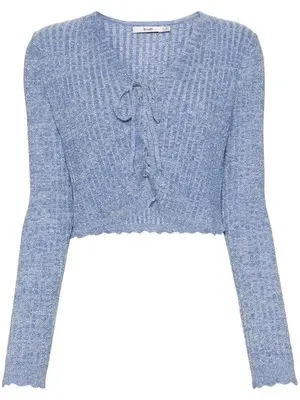 B+AB Cropped Wool-blend Cardigan - Blue