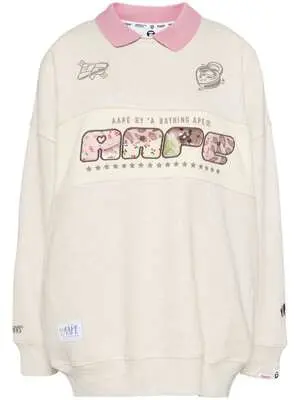 A BATHING APE Aape * Logo Polo Sweatshirt - Neutrals