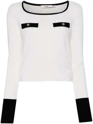 B+AB Round Neck Cropped Knitted Top - Neutrals