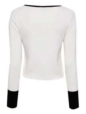 B+AB Round Neck Cropped Knitted Top - Neutrals
