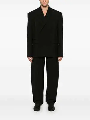 MUGLER Pleated Wide-leg Trousers - Black