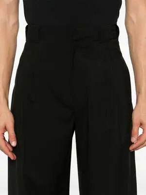 MUGLER Pleated Wide-leg Trousers - Black